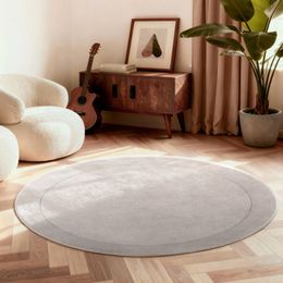 Villeroy & Boch Teppich VILLEROY & BOCH "Wollteppich Kivi", grau (natur grau), H:17mm &Oslash;:200cm, Nylon, Wolle, Teppiche, Teppich, Handgewebt, Wolle, Bord&uuml;re, Einfarbig, L&auml;ufer, Wohnzimmer, Organisch