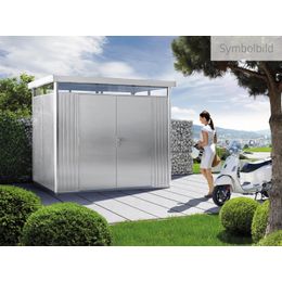 Ger&auml;tehaus BioHort "HIGHLINE Gr. H1, verschiedene Farben", silber (silber, metallic), Stahl, Ger&auml;teh&auml;user, stylisches Metall-Gartenhaus mit Flachdach