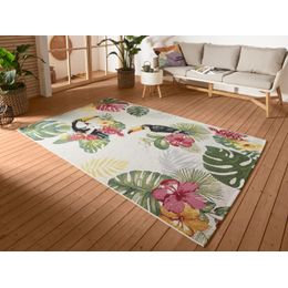 Outdoorteppich Hanse Home "Tropical Dream", bunt (creme,bunt), B:240cm H:3mm L:340cm, Polyester, Polypropylen (PP), Teppiche, Outdoorteppich, In-& Outdoor, Teppich, Wetterfest, Balkon, Garten, Wohnzimmer, Floral
