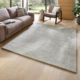 Teppich Theko "Boston UNI", silber (silberfarben), B:40cm H:13mm L:60cm, Viskose, Teppiche, Teppich, Handwebteppich, meliert, weiche Qualit&auml;t, 60% Viskose, handgewebt