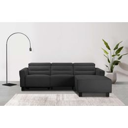 Ecksofa Home Affaire "Carpari, L-Form, 263 cm, manuelle o. elektrische Relaxfunktion", grau (anthrazit), B:263cm H:97cm T:179cm, Sofas, Ecksofa, USB A/C und Kopfteilverstellung