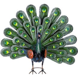 Tierfigur Gilde "Pfau F&auml;cher", bunt, B:58cm H:51cm T:22cm, Metall, Dekofiguren