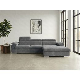 Ecksofa WERK2 "Cosmo modern und bequem, Breite 282cm, L-Form", anthrazit, B:282cm H:99cm T:192cm, 90% Polyester, 10% Nylon, Sofas, Ecksofa, Eckcouch mit Schlaffunktion, Bettkasten & verstellbaren Kopfteilen