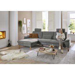 Ecksofa DIE PLANBAR "PP-PF24075 L-Form, Breite 286 cm", cyber grau, B:286cm T:178cm, 100% recyceltes Polyester, Sofas, Ecksofa, optional mit Kopfst&uuml;tzen, Bettfunktion, mot.Ottomane, Sitztiefenverst.