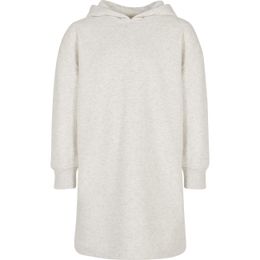 Sweatkleid Urban Classics "Urban Classics Damen Girls Oversized Terry Hoody Dress", M&auml;dchen, Gr. 122/128, Normalgr&ouml;&szlig;en, lightgrau, 65% Baumwolle, 35% Polyester, unifarben, oversize, ohne Ausschnitt, Kleider Sweatkleid