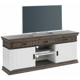 TV-Board OTTO HOME "Vinales, Sideboard, Lowbord, Kommode", wei&szlig; (wei&szlig;, wengefarben), B:158cm H:65cm T:39cm, Massivholz, Sideboards, TV-Board, Breite 158 cm, mit 3 Schubladen, FSC