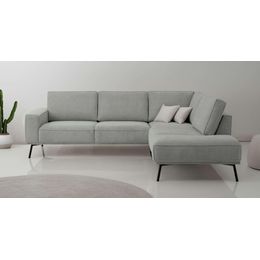 Ecksofa OTTO HOME "Vosby", grau (dolphin), B:260cm H:85cm T:208cm, 90% polyester, 10% nylon, Sofas, Ecksofa, 260 cm, Chenille, mit dekorativer Kedernaht, Wellenunterfederung