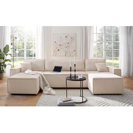 Wohnlandschaft OTTO HOME "CASSI L-Form, 311cm - OTTO. Verl&auml;ssliche Qualit&auml;t.", creme, B:311cm H:79cm T:145cm, Sofas, Wohnlandschaft, Schlaffunktion (133/200), Bettkasten, Tonnentaschen-Federkern, Cord
