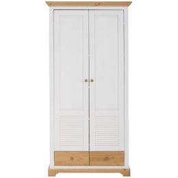 Garderobenschrank OTTO HOME "Ayanna, Dielenschrank, Kleiderschrank, Schrank", wei&szlig; (wei&szlig;, honig), B:94cm H:183cm T:39cm, Massivholz, Schr&auml;nke, Garderobenschrank, Breite 94 cm, 2-t&uuml;rig, aus massiver Kiefer, FSC
