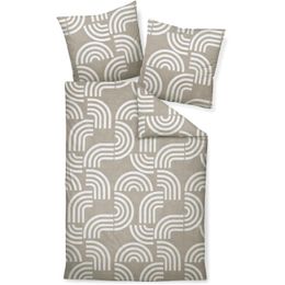Bettw&auml;sche Janine "DAVOS65157 06", beige (naturell), B/L: 200cm x 200cm, 1 Stk., 2 Stk., Feinbiber, B/L: 80cm x 80cm & 80cm x 80cm, Feinbiber, Obermaterial: 100% Baumwolle, Bettw&auml;sche, Bettw&auml;sche, mit Rei&szlig;verschluss