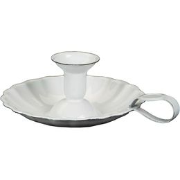 Kerzenst&auml;nder AMBIENTE HAUS "Kerzenhalter aus Emaille in Antikwei&szlig;", wei&szlig;, B:21cm H:7cm T:17cm, Emaille, Kerzenhalter, mit Tropfschale und Schlaufgriff