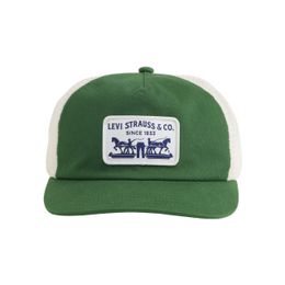Levi's Trucker Cap LEVI'S "PRESIDIO TRUCKER", Herren, gr&uuml;n (eden), Web, Baumwolle, unifarben, Caps, mit Logo Stickerei