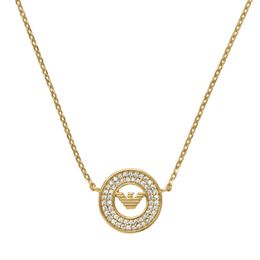 Kette mit Anh&auml;nger Emporio Armani "Schmuck Geschenk Silber 925 KEY BASICS EAGLE CORE", gold (gelbgoldfarben, kristallwei&szlig;), Halsketten, Damen, Silber 925 (Sterlingsilber), L: 42 B: 1mm, mit Zirkonia (synth.), B:1mm