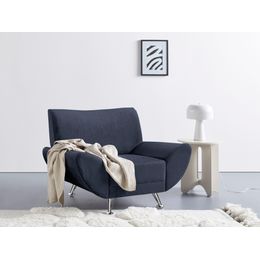 Sessel Home Affaire "Saltare elegant und komfortabel, toller Designfu&szlig;, Breite 112cm", blau (dunkelblau), B:112cm H:83cm T:82cm, Luxus-Microfaser ALCAZAR (100% Polyester);Feinstruktur (100% Polyester);Kunstleder SOFTLUX, Sessel, Sessel