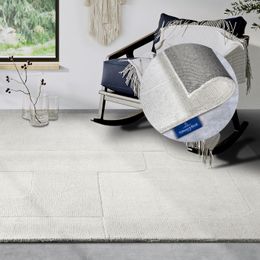 Villeroy & Boch Wollteppich VILLEROY & BOCH "Charlotte", beige (creme), B:190cm H:10mm L:280cm, Wolle, Teppiche, L&auml;ufer, Handgewebt, Wolle, Natur, L&auml;ufer, Wohnzimmer, Geometrie