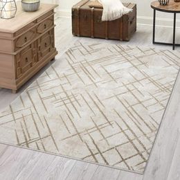 Teppich Carpet City "ANTIK245", beige (creme), B:160cm H:10mm L:230cm, Polyester, Teppiche, Teppich, Kurzflor, 3D-Optik, Klassisch-Modern f&uuml;r Wohnzimmer, Schlafzimmer