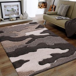 Hochflor-Teppich Sanat "Luxus 3508", braun (dunkelbraun), B:200cm H:30mm L:280cm, Kunstfaser, Teppiche, robuster Langflor, weich, Wohnzimmer, Schlafzimmer