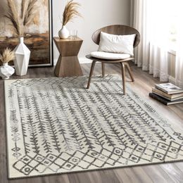 Teppich Sanat "Boho 8204", creme, B:80cm H:10mm L:150cm, Kunstfaser, Teppiche, Teppich, Kurzflor, robust, Boho, Scandic, f&uuml;r Fussbodenheizung geeignet