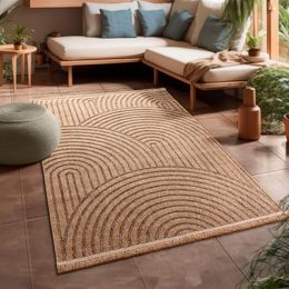 Teppich Paco Home "Cologne 492", beige, B:120cm H:11mm L:160cm, Polypropylen (PP), Teppiche, Teppich, Flachgewebe, meliert, Regenbogen, mit Fransen, Outdoor geeignet