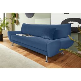 3-Sitzer Home Affaire "Saltare elegant & komfortabel, toller Designfu&szlig;, bequem, Breite 205cm", blau, B:205cm H:78cm T:82cm, Kunstleder SOFTLUX;Luxus-Microfaser ALCAZAR (100% Polyester);Feinstruktur (100% Polyester), Sofas