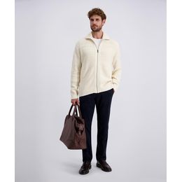 Strickjacke Pierre Cardin, Herren, Gr. XL, beige (elfenbein), Strick, Obermaterial: 75% Baumwolle, 25% Polyamid, unifarben, h&uuml;ftbedeckend, Rundhals, Strickb&uuml;ndchen, Strickjacken Strickjacke, mit Rei&szlig;verschluss