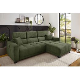 Jockenh&ouml;fer Ecksofa JOCKENH&Ouml;FER GRUPPE "Cremona L-Form, B: 263 cm, mit 30 cm elektr. Sitztiefenverstellung", gr&uuml;n 426, 03, B:263cm T:115cm, Korpus: 100% Polyester;Kissen: 100% Polyester, Sofas, Ecksofa, 140kg Belastbarkeit je Sitz, Kopfteilverstellung & USB-Anschluss