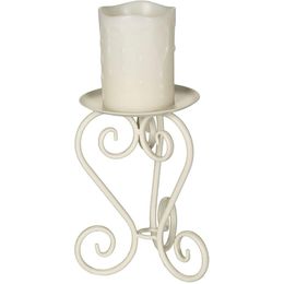 Kerzenst&auml;nder AMBIENTE HAUS "Kerzenhalter in Antikwei&szlig; - (H) 20 cm", wei&szlig;, B:13cm H:20cm T:13cm, Schmiedeeisen, Kerzenhalter, f&uuml;r echte oder LED-Kerzen aus Metall