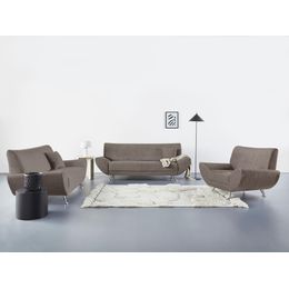 Polstergarnitur Home Affaire "Saltare elegant & komfortabel,, 3-2-1, bequem, Designfu&szlig;", braun (dunkelbraun), H:78cm T:82cm, 100% Polyester, Sitzm&ouml;bel-Sets