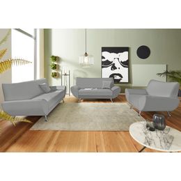 Polstergarnitur Home Affaire "Saltare elegant & komfortabel,, 3-2-1, bequem, Designfu&szlig;", grau (grau, grau), H:78cm T:82cm, Sitzm&ouml;bel-Sets