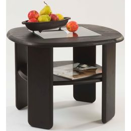 Couchtisch OTTO HOME "Jayden 2", braun (dunkelbraun), B:69,5cm H:52,5cm T:69,5cm, Tische, Couchtisch, massives Kiefernholz mit Glaseinsatz, H&ouml;he 52 cm