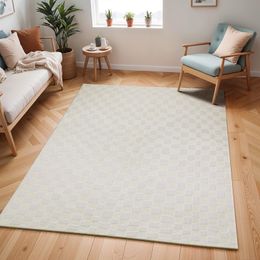 Teppich LIVABLISS "GIJON", wei&szlig;, B:200cm H:14mm L:275cm, Kunstfaser, Teppiche, Teppich, Skandinavischer Teppich, Modernes Karo Design, Kurzflor, Wohnzimmer
