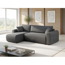 Ecksofa OTTO HOME "JONAA L-Form, 241cm /Schlafsofa (133/200) OTTO. Verl&auml;ssliche Qualit&auml;t", anthrazit, B:241cm H:79cm T:52cm, Sofas, Ecksofa, Tonnentaschen-Federkern, Bettkasten, Cord, Struktur