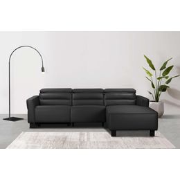 Ecksofa Home Affaire "Carpari, L-Form, 263 cm, manuelle o. elektrische Relaxfunktion", schwarz, B:263cm H:97cm T:179cm, Sofas, Ecksofa, USB A/C und Kopfteilverstellung