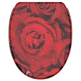 WC-Sitz Sanilo "Rosen mit Absenkautomatik & Quick Release", rot, B:37,7cm L:47cm, MDF - Mitteldichte Holzfaserplatte, WC-Sitze, Premium Toilettendeckel, abnehmbar, leichte Montage von oben