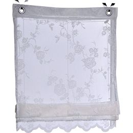Raffrollo Kutti "Florence" Gr. 4, beige (creme), B:100cm H:130cm, Wirkware, Obermaterial: 100% Polyester, Raffrollos, transparent, creme, Spitze, Stickerei, Volant, mit Fensterhaken