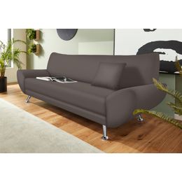 3-Sitzer Home Affaire "Saltare elegant & komfortabel, toller Designfu&szlig;, bequem, Breite 205cm", grau, B:205cm H:78cm T:82cm, Kunstleder SOFTLUX;Luxus-Microfaser ALCAZAR (100% Polyester);Feinstruktur (100% Polyester), Sofas