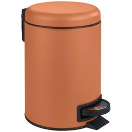 Kosmetikeimer Wenko "Leman", orange (terrakotta, schwarz), B:17cm H:25cm T:22,5cm, Stahl, M&uuml;lleimer, Kosmetikeimer, 3 Liter, BxTxH: 17x22,5x25 cm