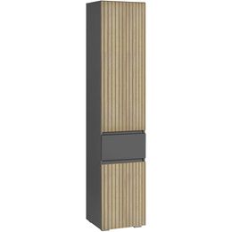 Hochschrank Home Affaire "Wisla", schwarz (anthrazit, eiche struktur), B:38cm H:180cm T:35cm, Holzwerkstoff, Schr&auml;nke, Hochschrank, H&ouml;he 180 cm, mit T&uuml;ren & Schubkasten
