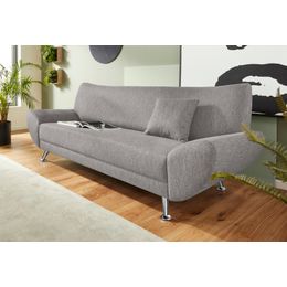 3-Sitzer Home Affaire "Saltare elegant & komfortabel, toller Designfu&szlig;, bequem, Breite 205cm", grau (hellgrau), B:205cm H:78cm T:82cm, Kunstleder SOFTLUX;Luxus-Microfaser ALCAZAR (100% Polyester);Feinstruktur (100% Polyester), Sofas