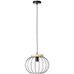 Brilliant Pendelleuchte "Sorana", braun (schwarz, holzfarben), 1, &Oslash; 35,5cm H: 130cm, 1 Stk., Leuchten, H&auml;ngeplampe, 130 cm H&ouml;he, &Oslash; 35,5 cm, E27, k&uuml;rzbar, Metall/Holz, Pendelleuchte