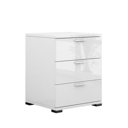 VICCO Nachttisch, Wei&szlig; Hochglanz, Holzwerkstoff, 3 F&auml;cher, 3 Schubladen, Rechteckig,Rechteckig, 46.2x60x42 cm, Schlafzimmer, Nachttische