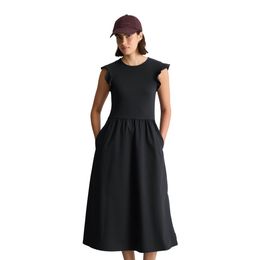 Marc O'Polo Jerseykleid MARC O'POLO DENIM, Damen, Gr. XL, N-Gr, blau depths, Jersey, Obermaterial: 96% Baumwolle, 4% Elasthan, ca. Mitte Wade, Rundhals, Kleider Jerseykleid, flared mit Baumwoll-Popelinerock