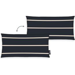 Kissenh&uuml;lle SOCCX "Coastal Stripes", marine, B:40cm H:1cm L:80cm, Renforc&eacute;, Obermaterial: 100% Baumwolle, Kissenbez&uuml;ge, Kissenh&uuml;lle, gewebtes Label