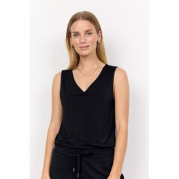 Shirttop soyaconcept "SC-MARICA 283", Damen, Gr. L, schwarz, Jersey, Obermaterial: 93% Lyocell, 7% Elasthan, unifarben, normal, V-Ausschnitt, Tops Shirttop, aus Viskosemischung mit Lyocell und Elasthan, normale L&auml;nge
