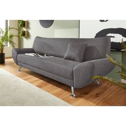 3-Sitzer Home Affaire "Saltare elegant & komfortabel, toller Designfu&szlig;, bequem, Breite 205cm", grau (dunkelgrau), B:205cm H:78cm T:82cm, Kunstleder SOFTLUX;Luxus-Microfaser ALCAZAR (100% Polyester);Feinstruktur (100% Polyester), Sofas