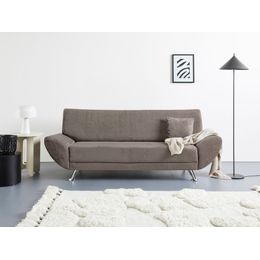 3-Sitzer Home Affaire "Saltare elegant & komfortabel, toller Designfu&szlig;, bequem, Breite 205cm", braun (dunkelbraun), B:205cm H:78cm T:82cm, 100% Polyester, Sofas