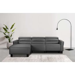 Ecksofa Home Affaire "Carpari, L-Form, 263 cm, manuelle o. elektrische Relaxfunktion", grau, B:263cm H:97cm T:179cm, Sofas, Ecksofa, USB A/C und Kopfteilverstellung, Topseller
