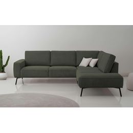 Ecksofa OTTO HOME "Vosby", gr&uuml;n (hunter), B:260cm H:85cm T:208cm, 90% polyester, 10% nylon, Sofas, Ecksofa, 260 cm, Chenille, mit dekorativer Kedernaht, Wellenunterfederung