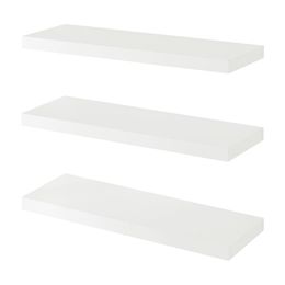 [en.casa] Wandregal-Set, Wei&szlig;, Holzwerkstoff, Metall, Rechteckig, 60x3.5x20 cm, Wohnzimmer, Regale, Wandregale