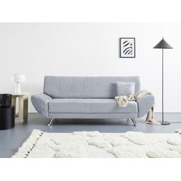 3-Sitzer Home Affaire "Saltare elegant & komfortabel, toller Designfu&szlig;, bequem, Breite 205cm", grau (grau, blau), B:205cm H:78cm T:82cm, 100% Polyester, Sofas